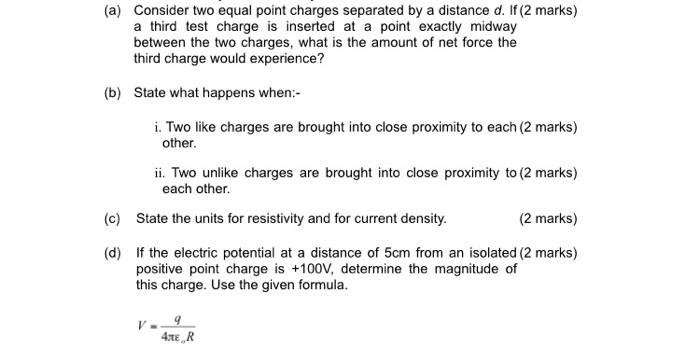 Solved (a) Consider two equal point charges separated by a | Chegg.com