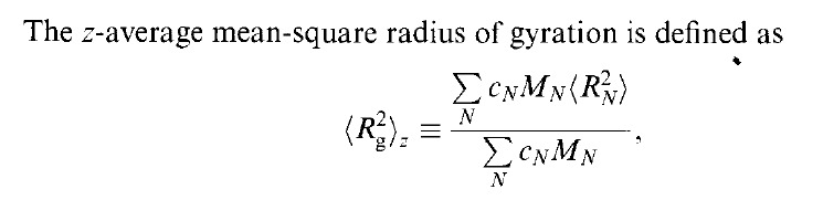 equation for z avreage radius of gyration of | Chegg.com