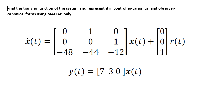 Solved Find the transfer function of the system and | Chegg.com