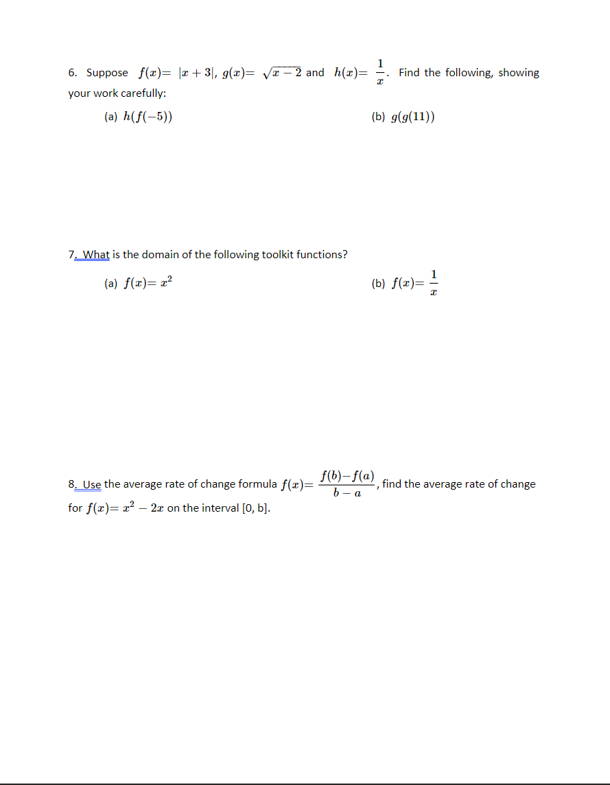 Solved Suppose f(x)=|x+3|,g(x)=x-22 ﻿and h(x)=1x. ﻿Find the | Chegg.com