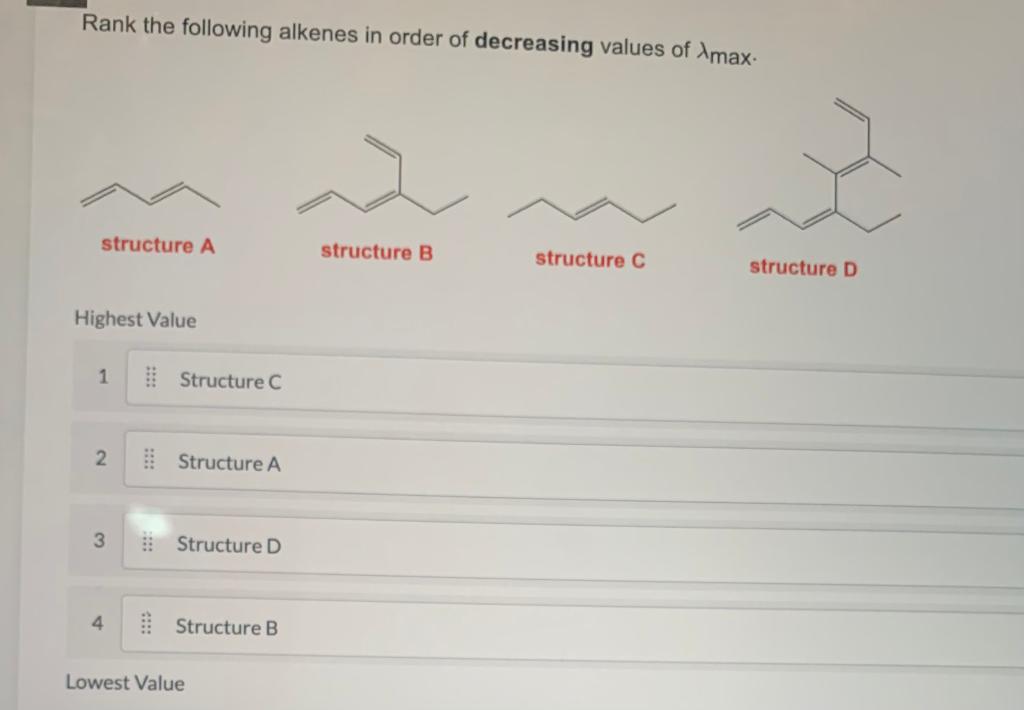 Solved Rank the following alkenes in order of decreasing | Chegg.com