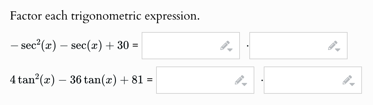 Solved Factor each trigonometric | Chegg.com