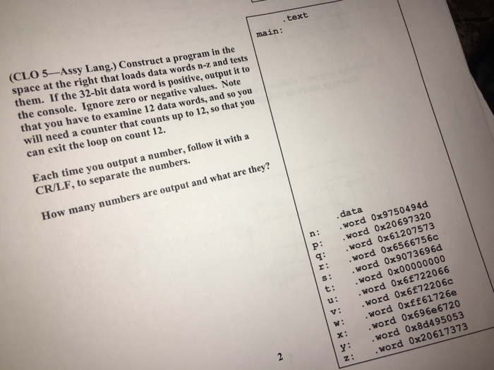 Solved (CLO 5-Assy Lang.) Construct a program in space at | Chegg.com