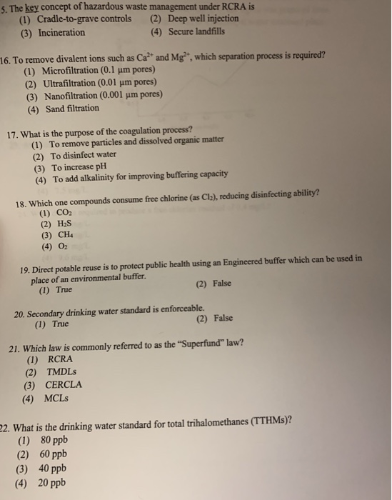 Solved 5. The key concept of hazardous waste management | Chegg.com