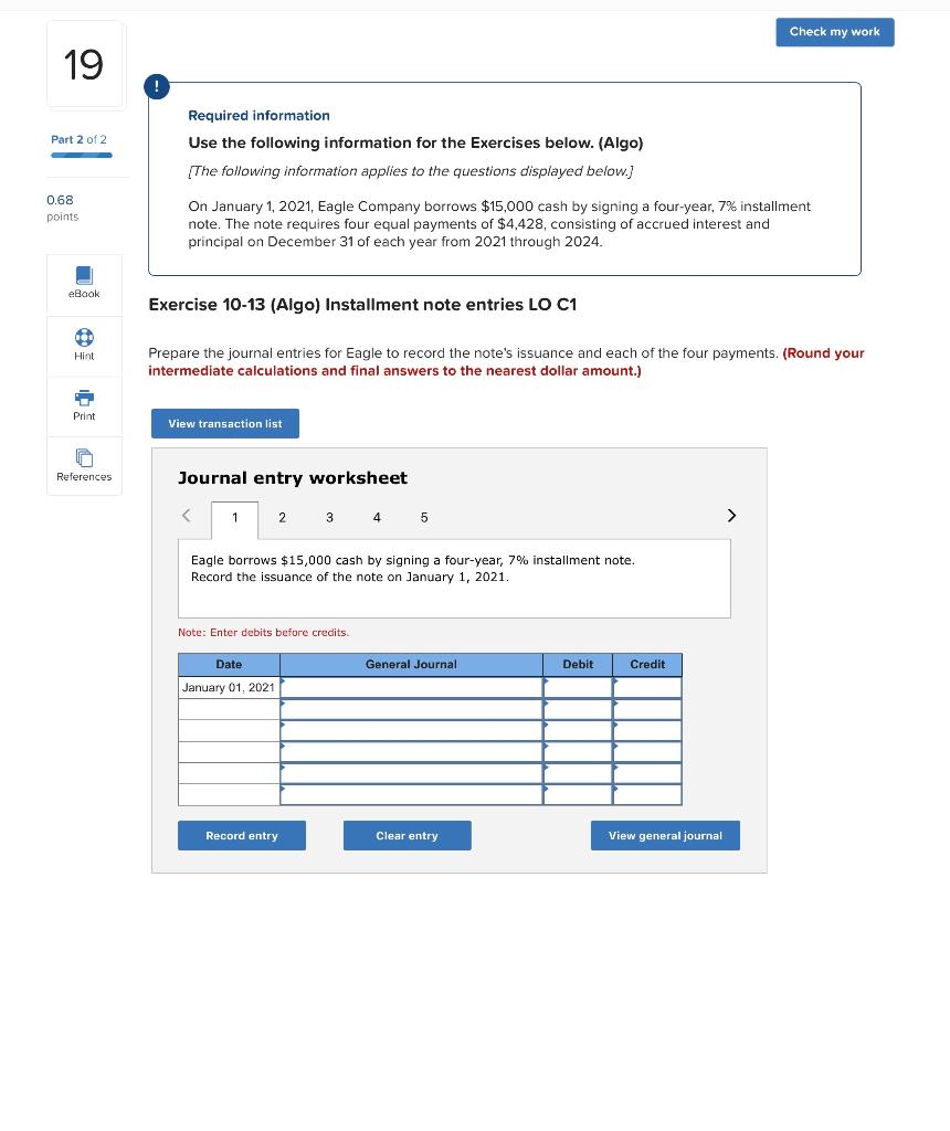 Solved Ch 10: HW Seved Help Save & Exit Submit Check my work | Chegg.com