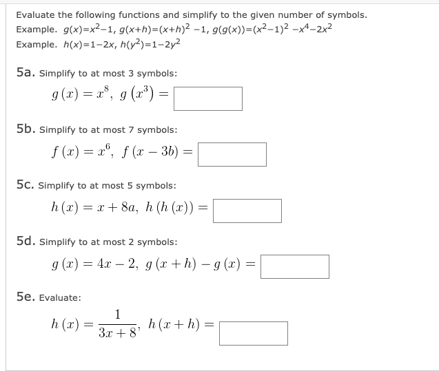 Solved Evaluate the following functions and simplify to the | Chegg.com