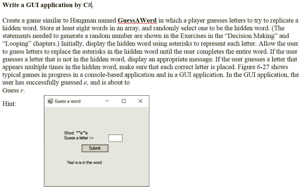 Solved Write a GUI application by C#. Create a game similar | Chegg.com