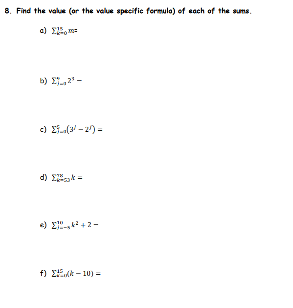 Find the value (or the value specific formula) of | Chegg.com