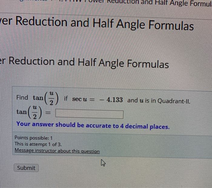 Solved ssig imentS LIHvv Power Reduction and Half Angle | Chegg.com