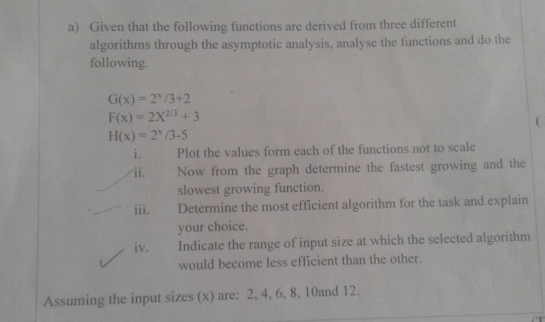 Solved a) Given that the following functions are derived | Chegg.com