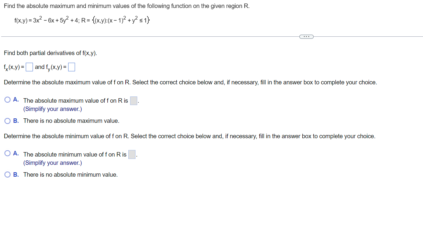Solved Find the absolute maximum and minimum values of the | Chegg.com