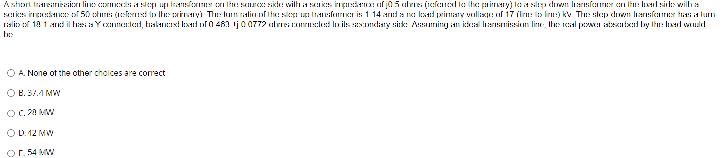 Solved A short transmission line connects a step-up | Chegg.com