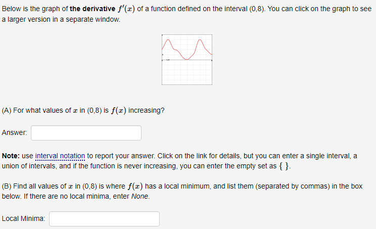 Solved Below is the graph of the derivative f'(x) of a | Chegg.com