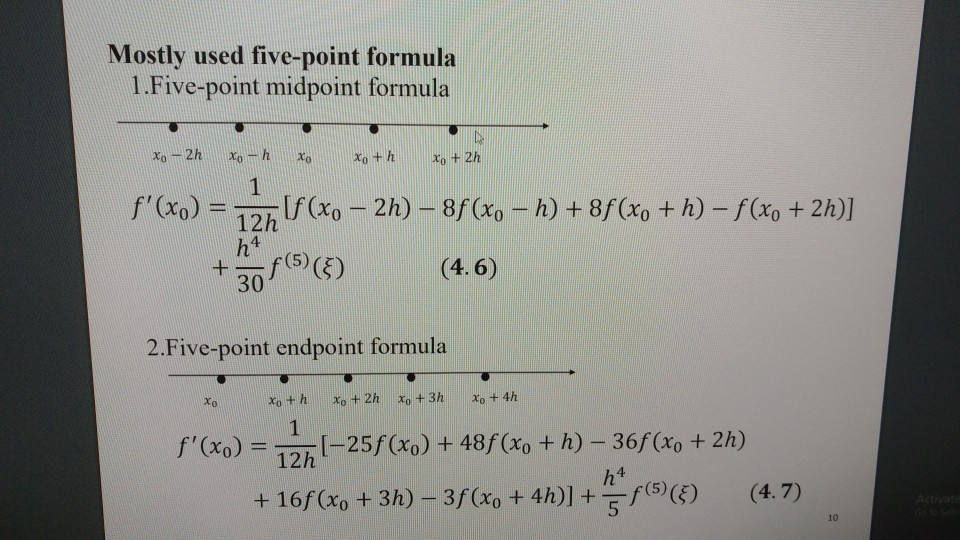Solved Mostly used five-point formula 1.Five-point midpoint | Chegg.com