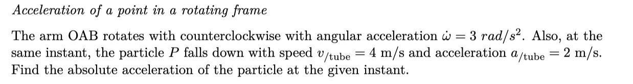 Solved Acceleration of a point in a rotating frame The arm | Chegg.com