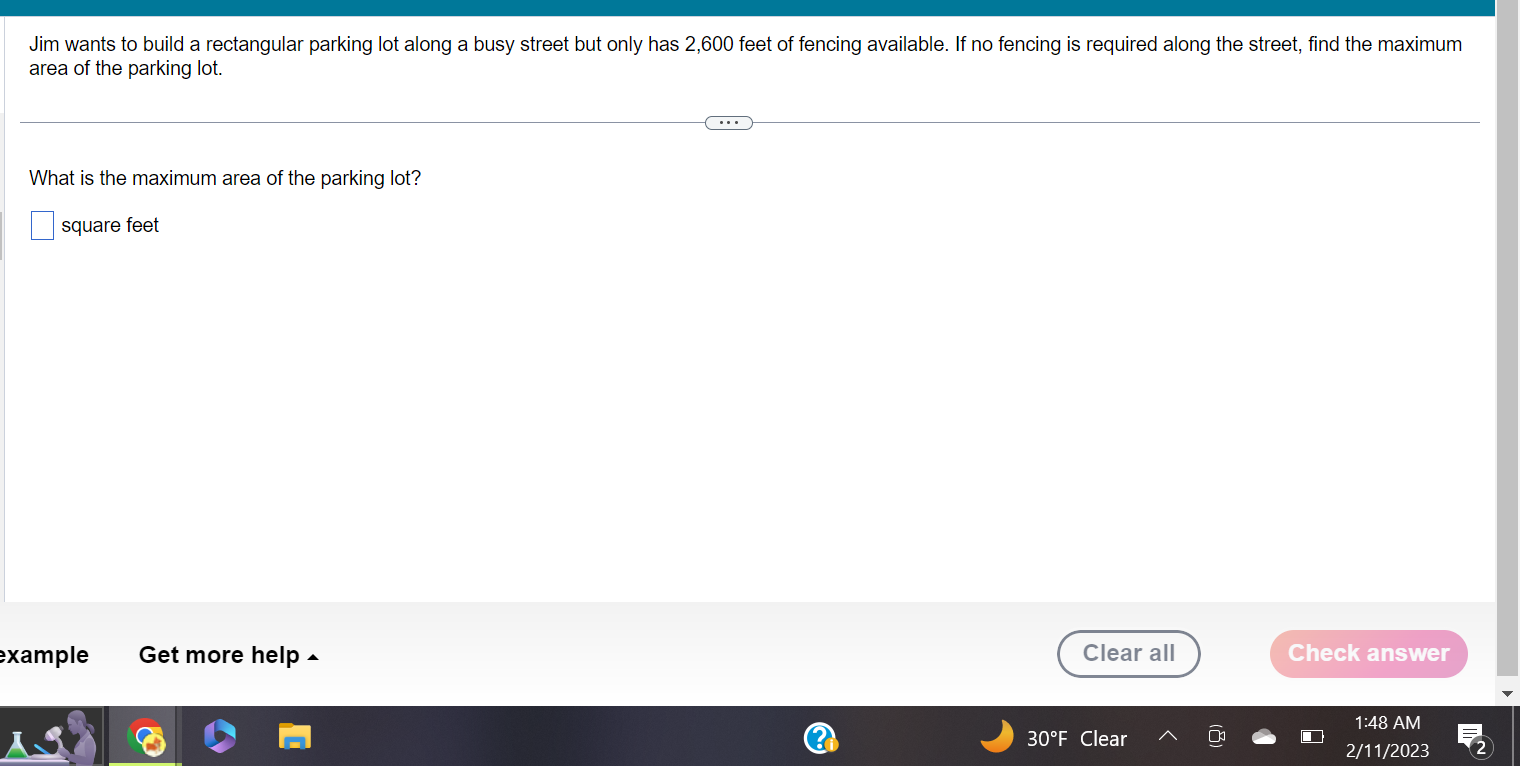Solved Jim wants to build a rectangular parking lot along a | Chegg.com