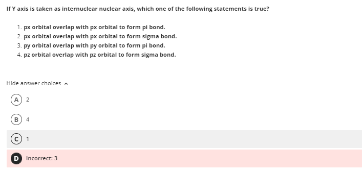 Solved If Y axis is taken as internuclear nuclear axis, | Chegg.com