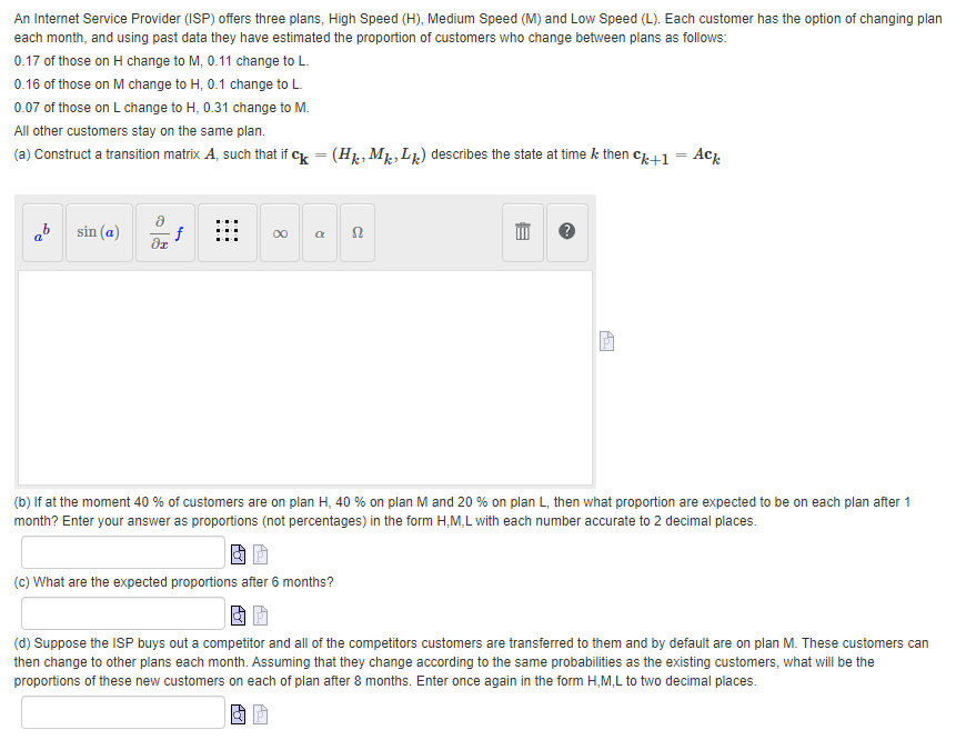 Solved An Internet Service Provider (ISP) offers three | Chegg.com