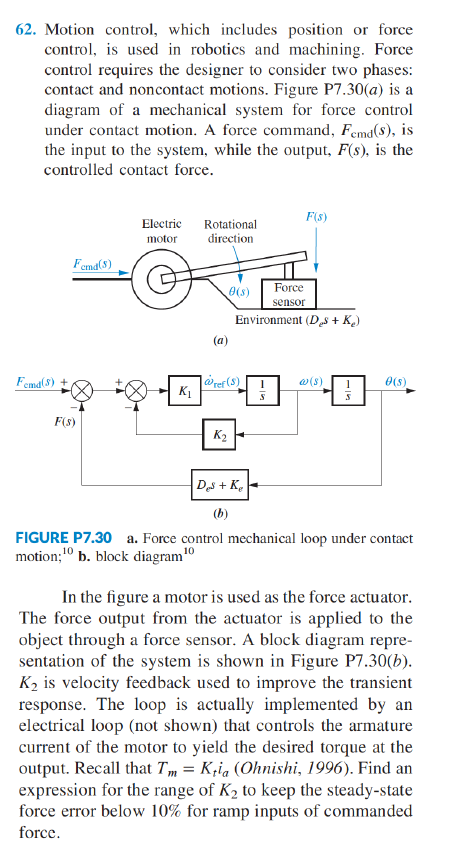 Solved 62. Motion control, which includes position or force | Chegg.com