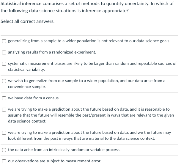 Solved Statistical inference comprises a set of methods to | Chegg.com