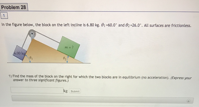 Solved In the figure below, the block on the left incline is | Chegg.com