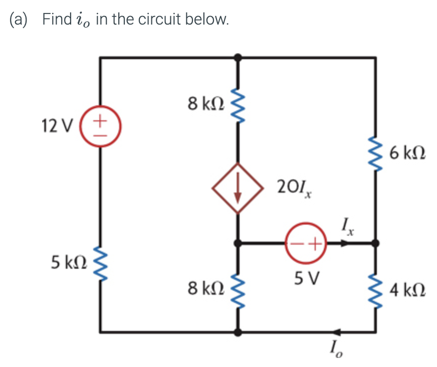 Solved (a) Find io in the circuit below. | Chegg.com