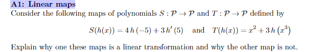 Solved A1: Linear maps Consider the following maps of | Chegg.com