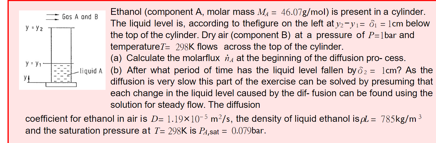 Ethanol (component A, molar mass MA = 46.07g/mol) is | Chegg.com