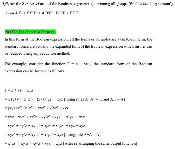 Solved 3)Write the Standard Form of the Boolean expression | Chegg.com