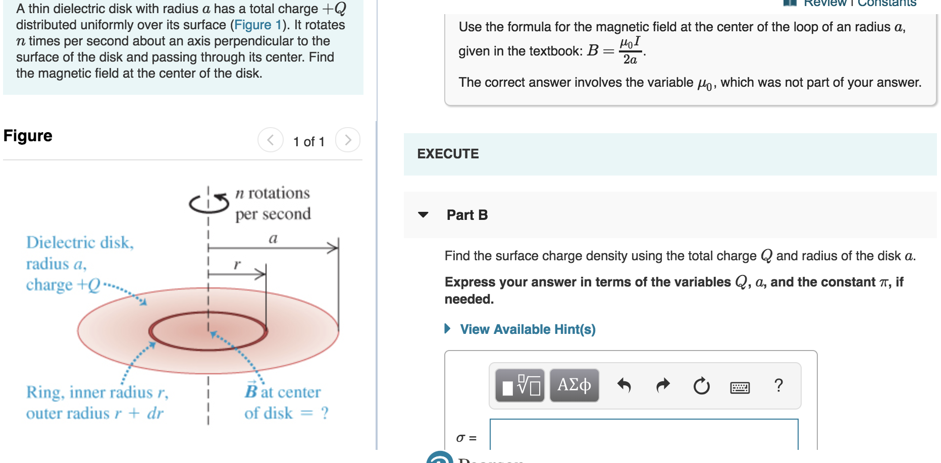 Solved REVIEWTConstants Use the formula for the magnetic | Chegg.com