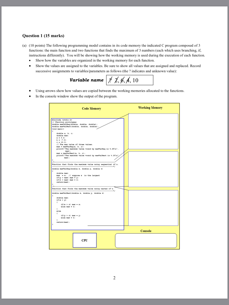 Solved Question 1 (15 marks) (a) (10 points) The following | Chegg.com