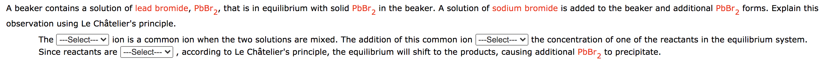 Solved A beaker contains a solution of lead bromide, PbBr2, | Chegg.com