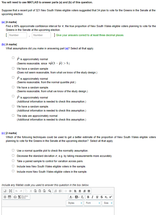 Solved You will need to use MATLAB to answer parts (a) and | Chegg.com