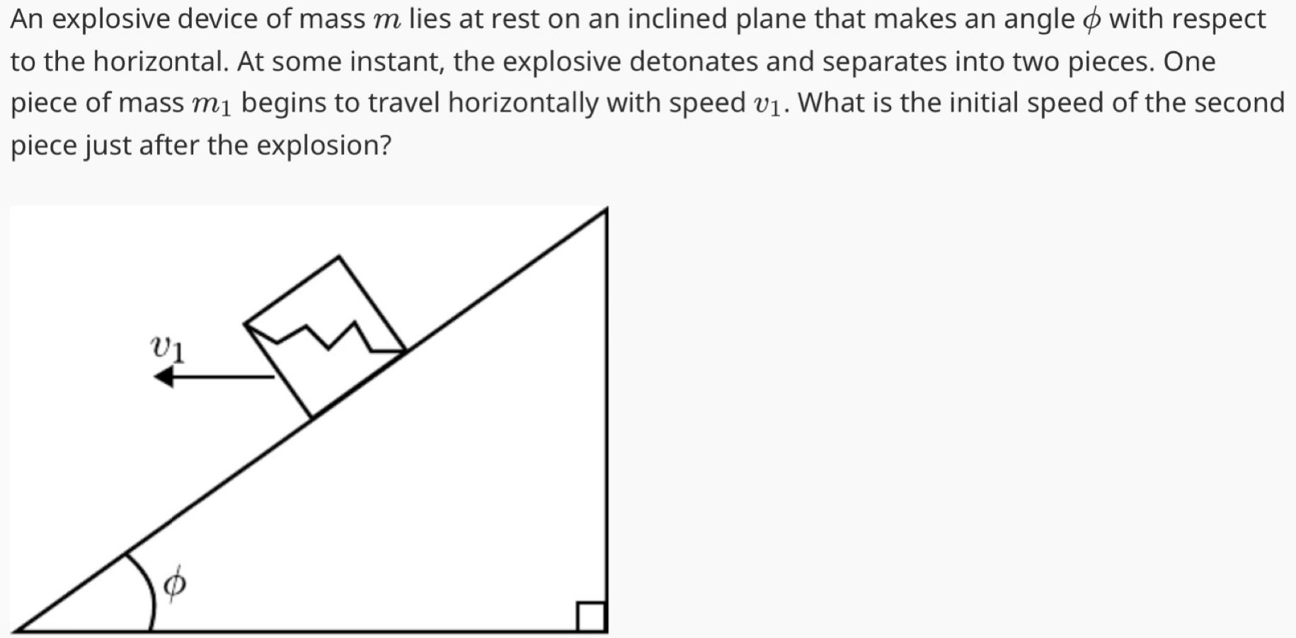 Solved An explosive device of mass m lies at rest on an | Chegg.com
