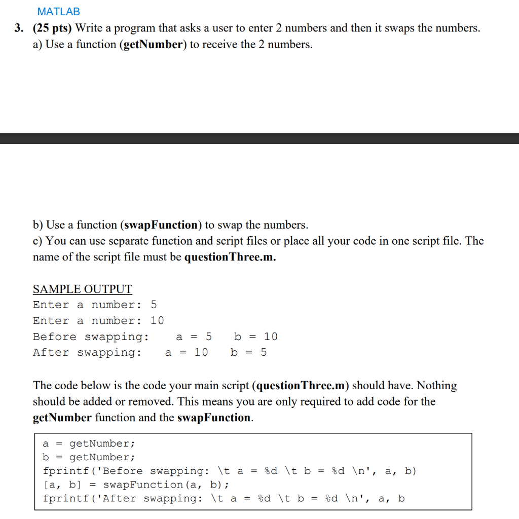 Solved 3. (25 pts) Write a program that asks a user to enter | Chegg.com