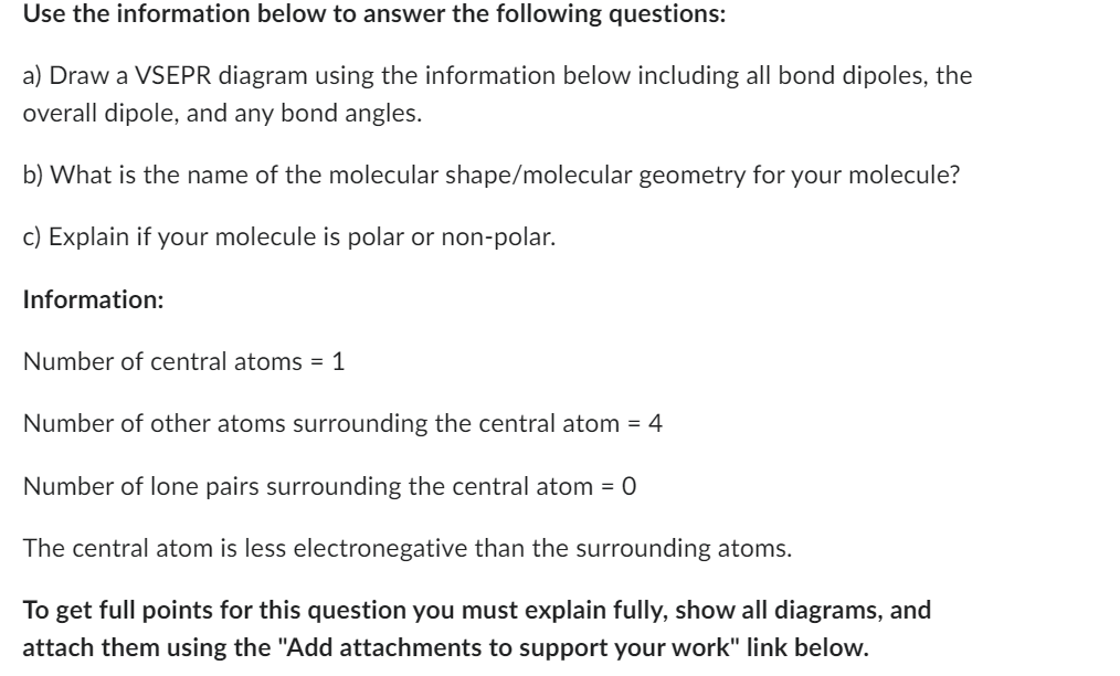 Solved Use the information below to answer the following | Chegg.com