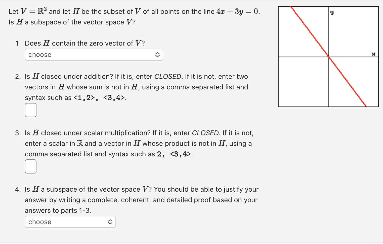 Solved Let V=R2 and let H be the subset of V of all points | Chegg.com