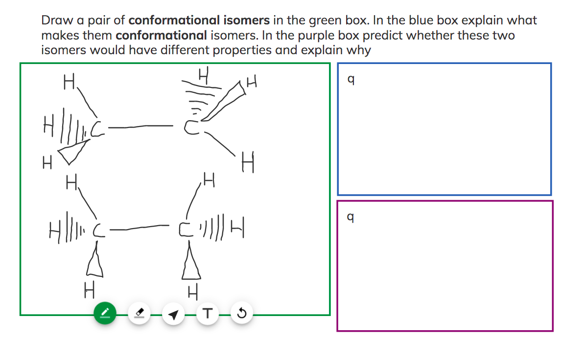 Solved Draw a pair of conformational isomers in the green | Chegg.com