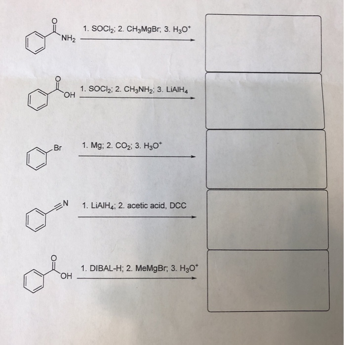 Solved 1. SOCl2: 2. CH3NH2: 3. LiAIH4 OH Br 1. Mg; 2. Co2 3. | Chegg.com