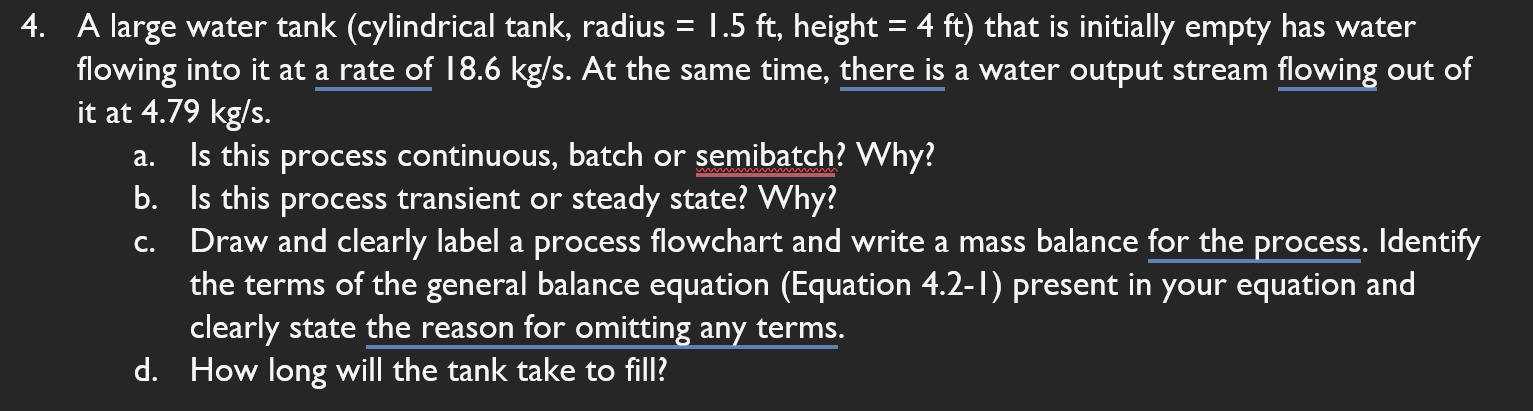 Solved Show me the steps to solve: A large water tank | Chegg.com