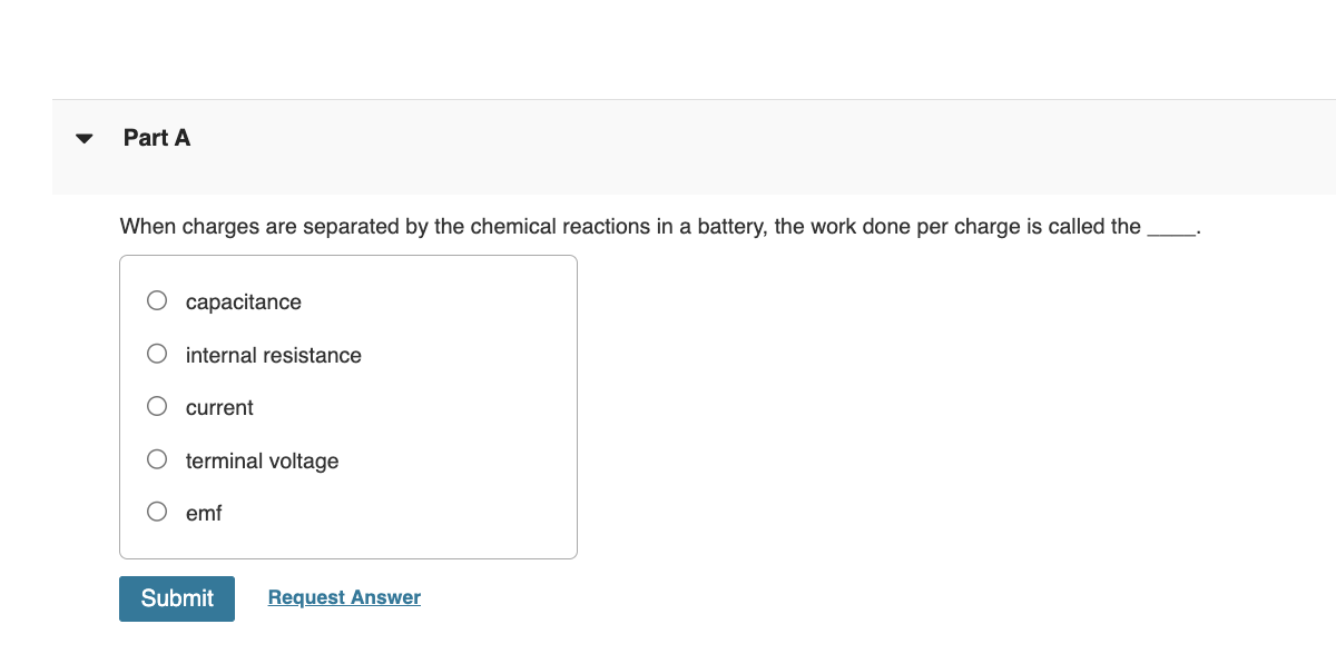 Solved Part AWhen charges are separated by the chemical | Chegg.com