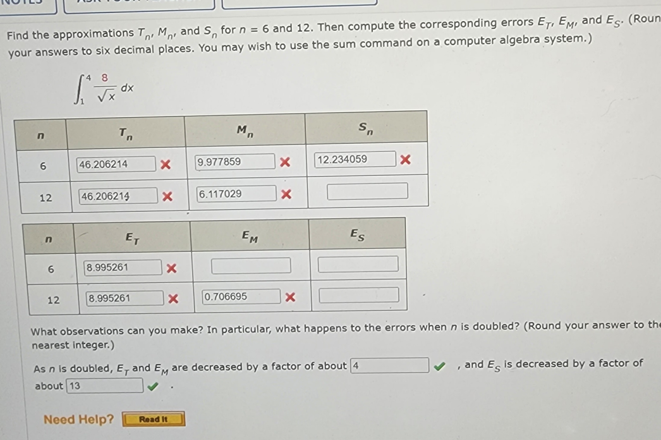 Solved Find The Approximations Tn′ Mn′ And Sn For N 6 And