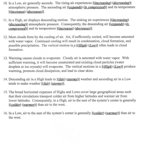 Solved 10. In a Low, air generally ascends. The rising air | Chegg.com