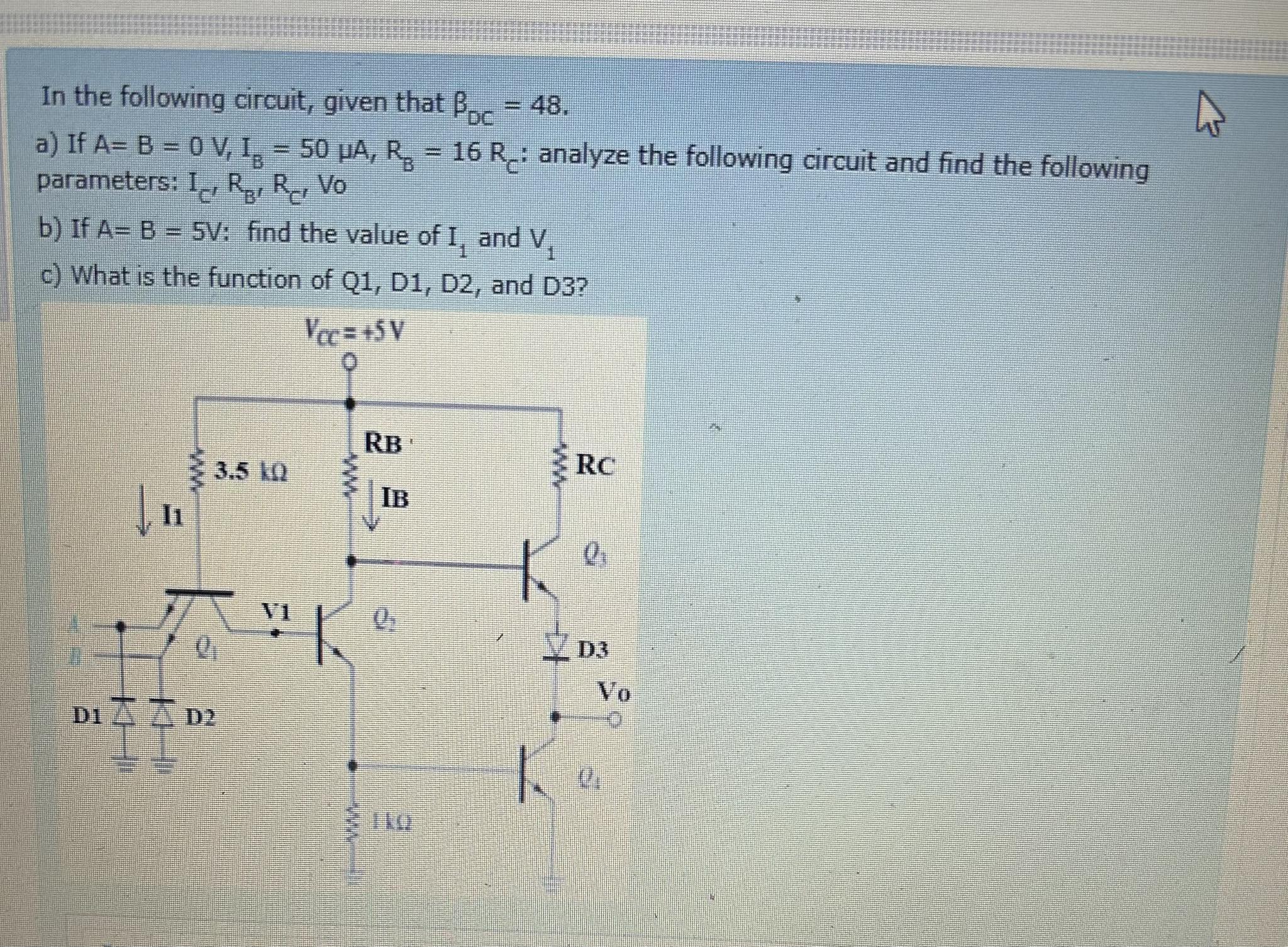 In the following circuit, given that βDC=48.a) ﻿If | Chegg.com