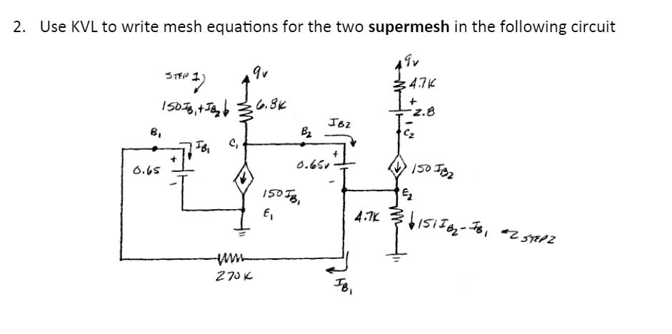 Solved 2. Use KVL to write mesh equations for the two | Chegg.com