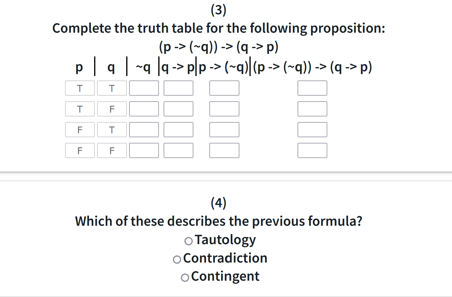 Solved Complete the truth table for the following | Chegg.com