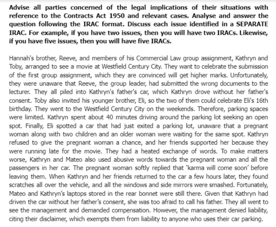 Solved Advise all parties concerned of the legal | Chegg.com