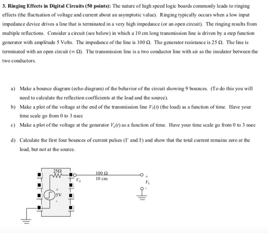 Solved 3. Ringing Effects in Digital Circuits (50 points): | Chegg.com