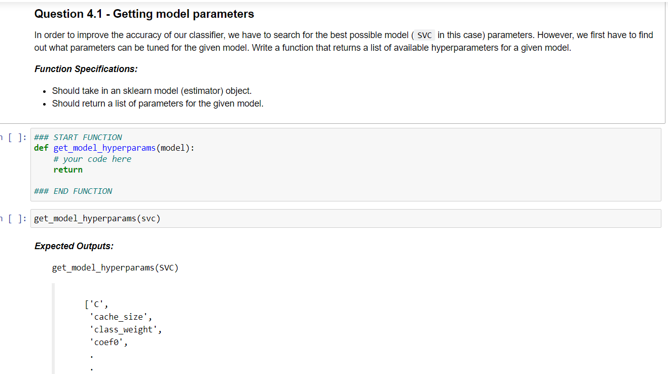 Solved Question 4.1 - Getting model parameters In order to | Chegg.com
