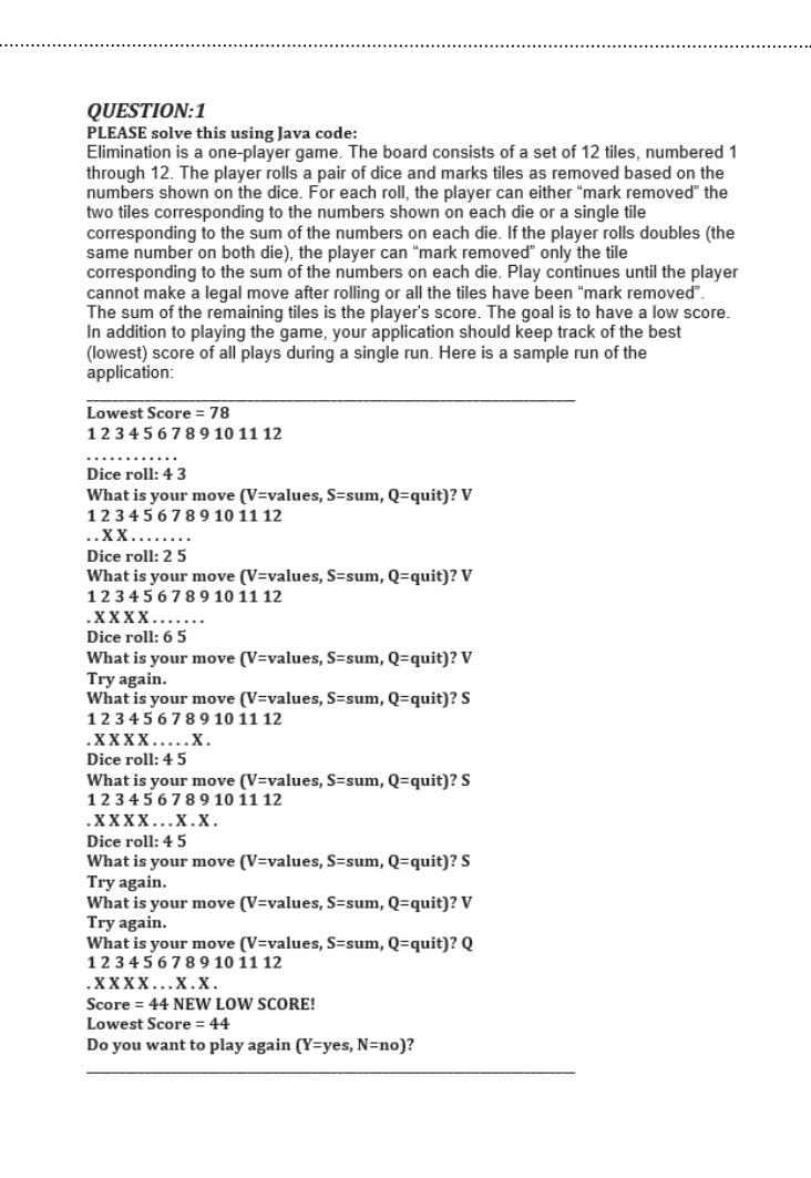 Solved QUESTION:1 PLEASE solve this using Java code: | Chegg.com